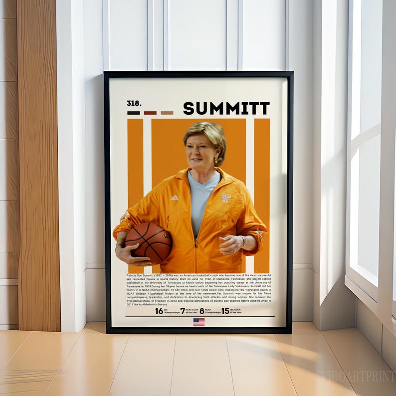 Patricia Susan Summitt Poster, Basketball Poster, Basketball Print ...