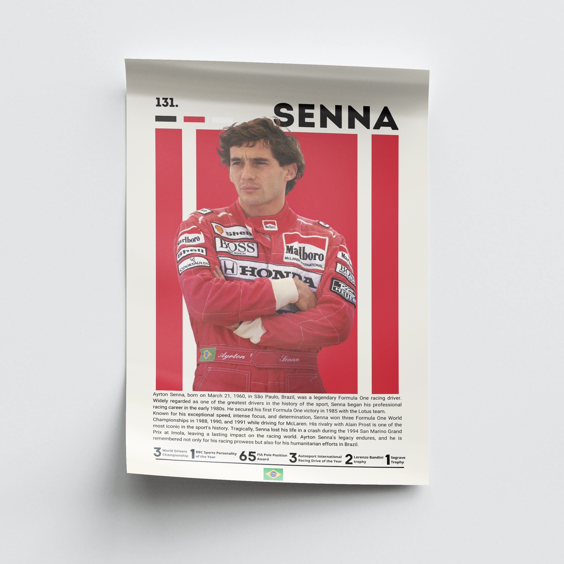 Ayrton Senna Poster, Digital Formula One Poster, F1 Racing Poster, Car ...