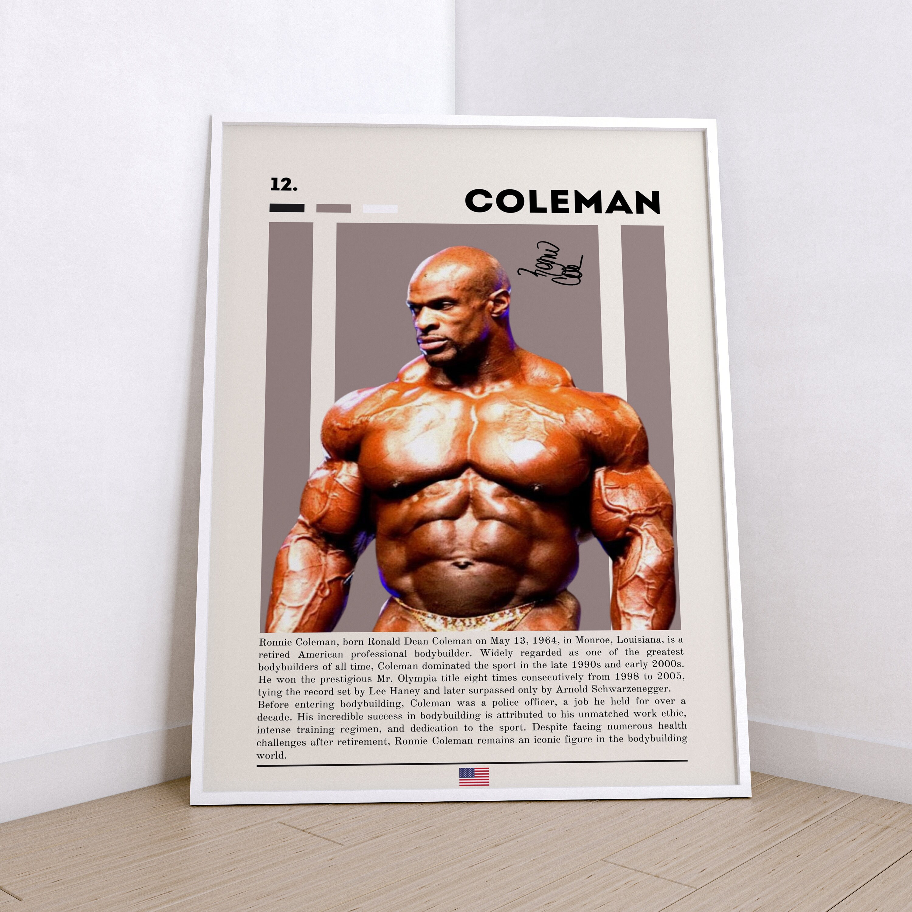 Ronnie Coleman Poster, Digital Bodybuilding Poster, Sports Poster ...