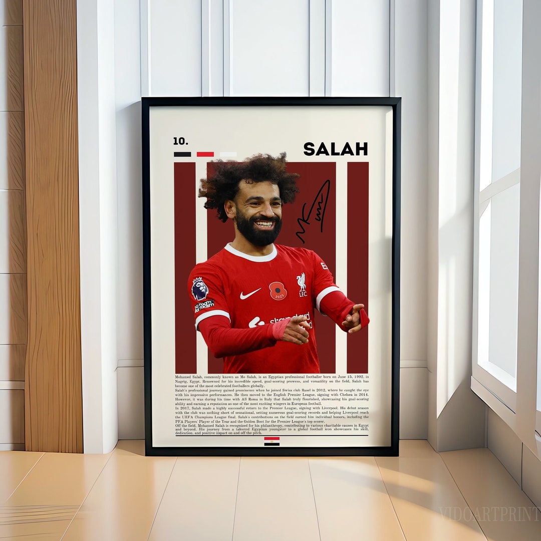 Mohamed Salah Poster, England Football Print, Soccer Gifts, Sports ...