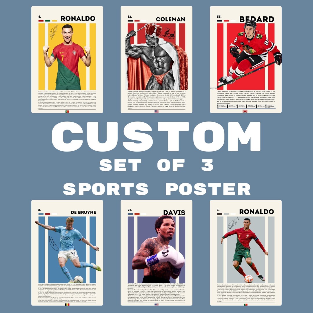 Custom Set of 3 Sports Poster, Sports Gift for Family, Basketball ...