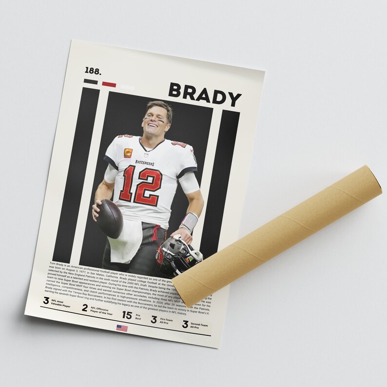 Tom Brady Poster, Football Poster, NFL Poster, Sports Poster, Football ...