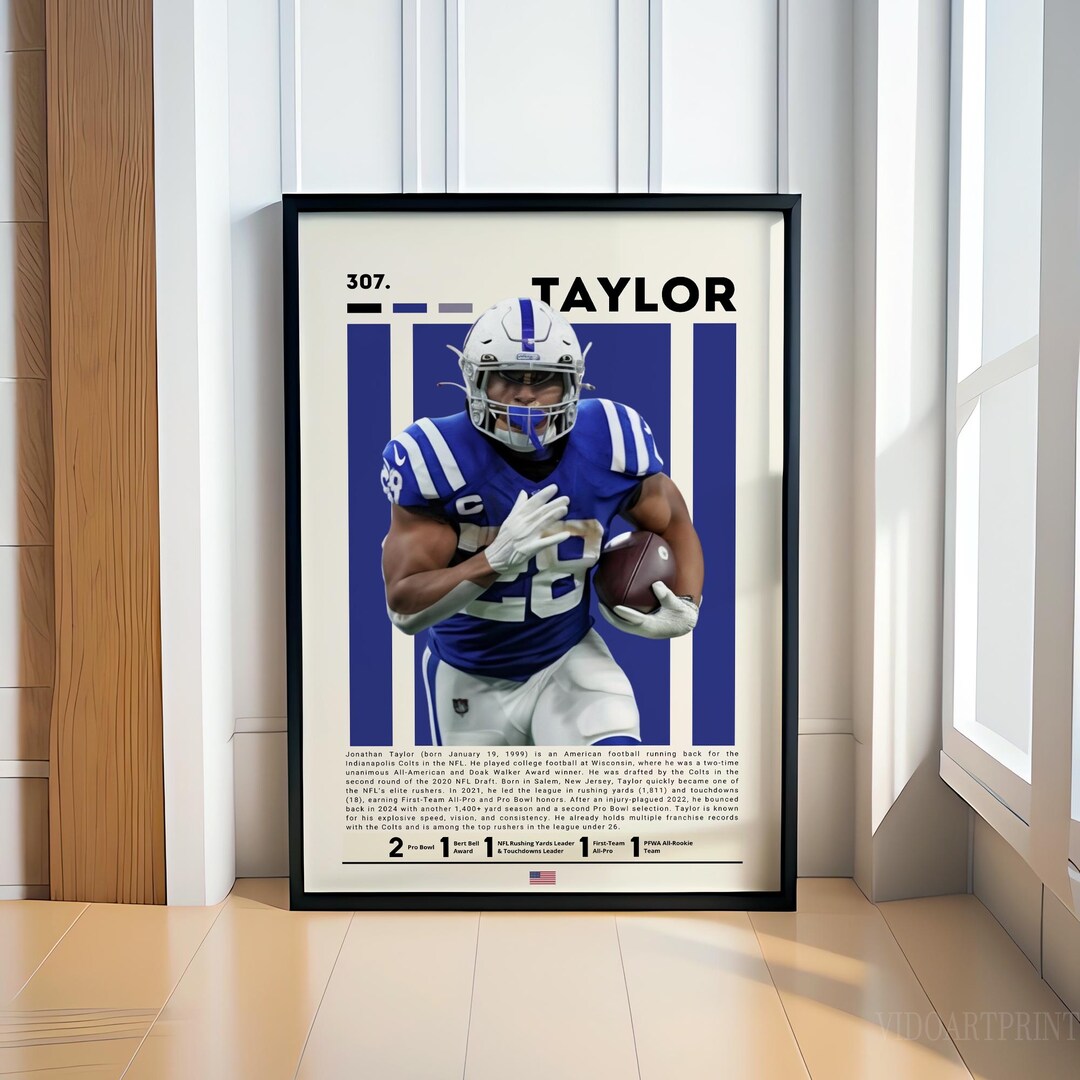 Johnathan Taylor Poster, NFL Poster, Sports Poster, NFL Fans, Football ...