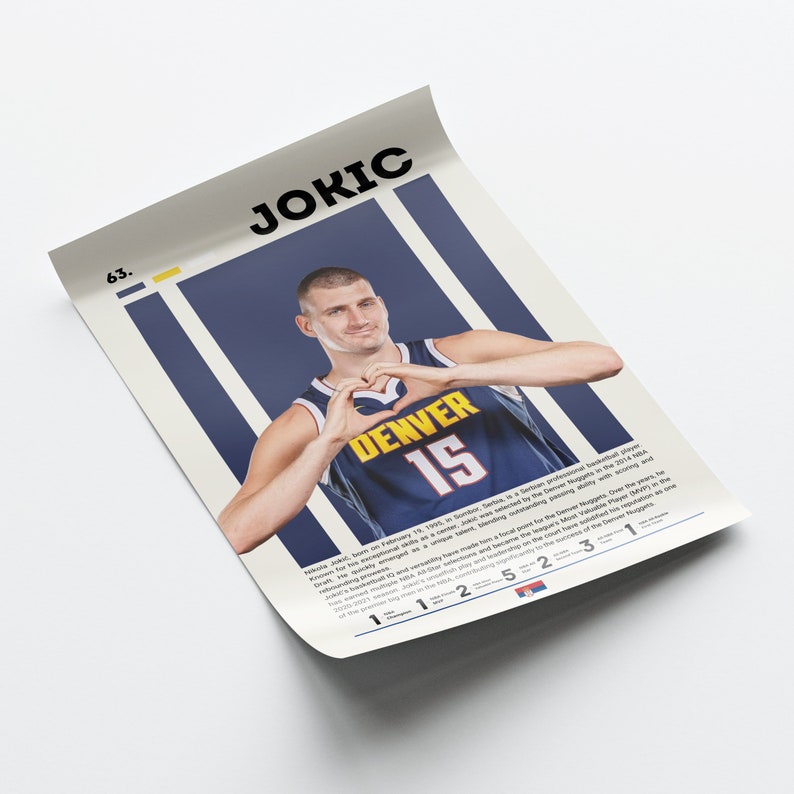 Nikola Jokic Poster, Basketball Poster, Denver Nuggets Poster ...