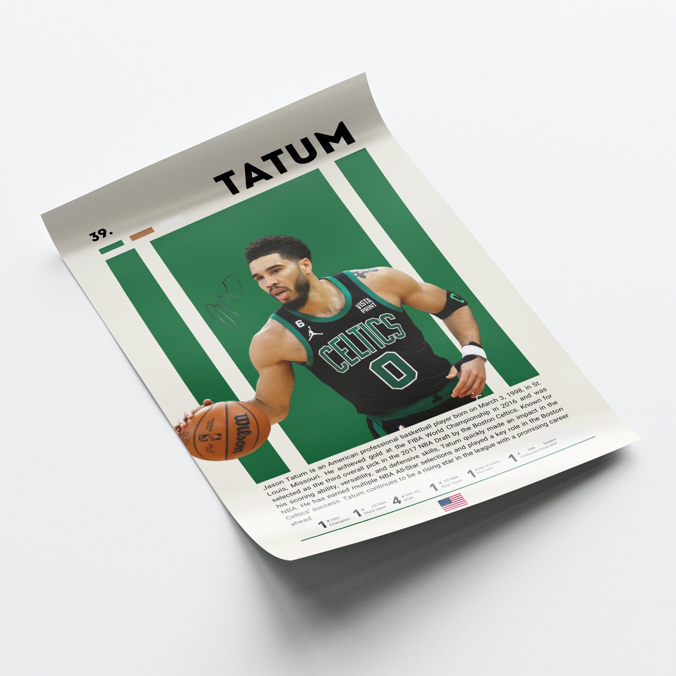 Jayson Tatum Poster, Basketball Poster, Boston Celtics Poster ...