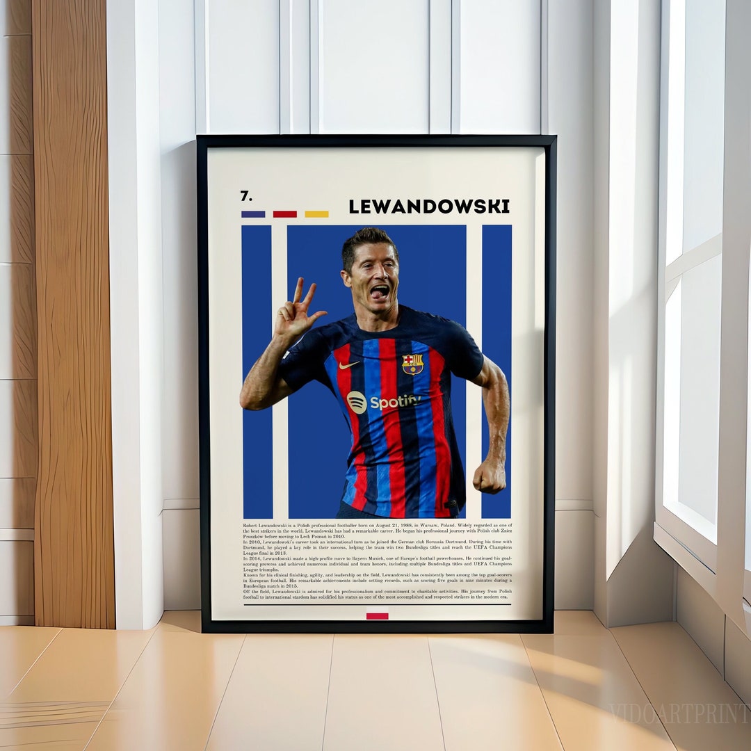 Robert Lewandowski Poster, Barca Football Print, Soccer Gifts, Sports ...