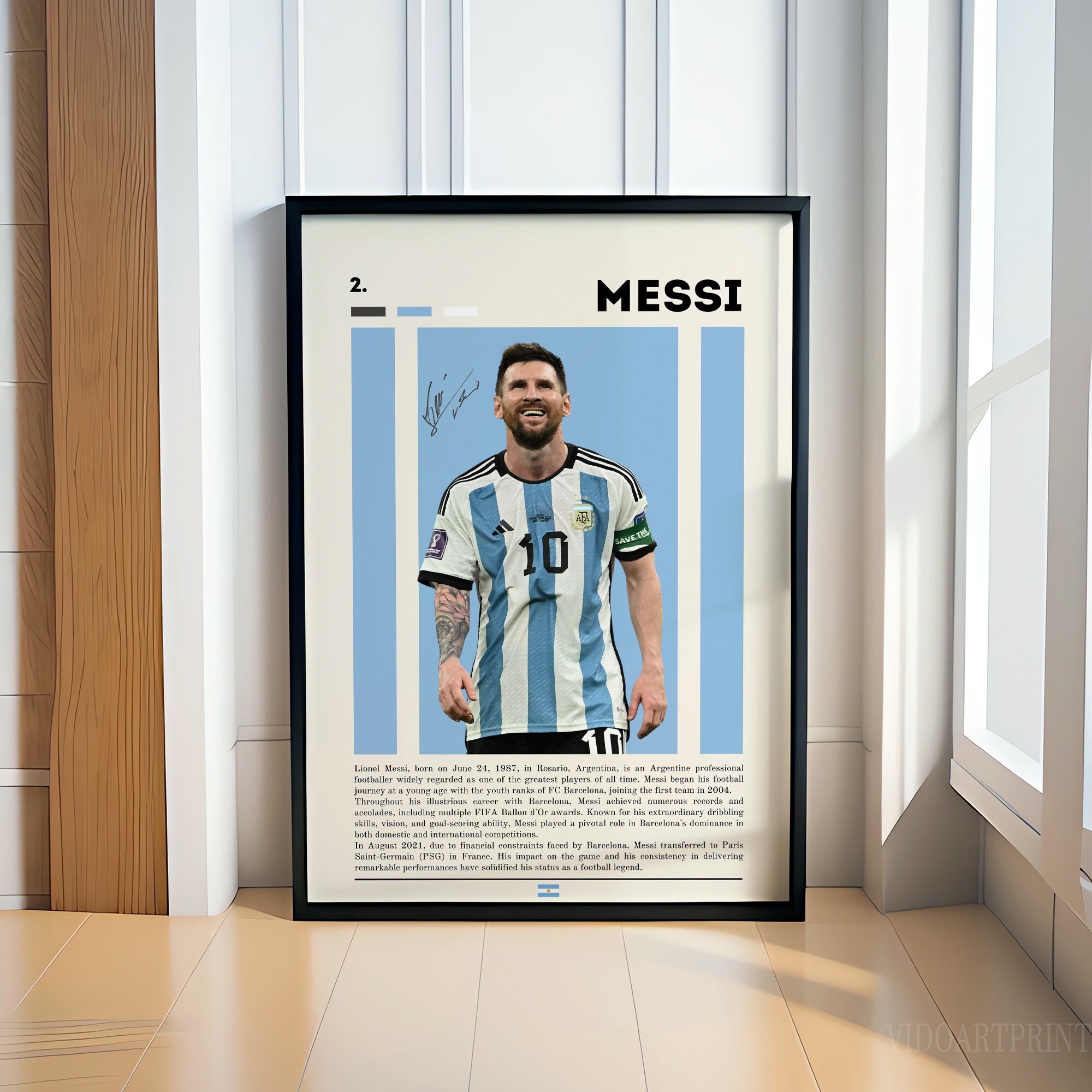 Lionel Messi Soccer Poster, Unique Football Player Art, Sports Bedroom ...