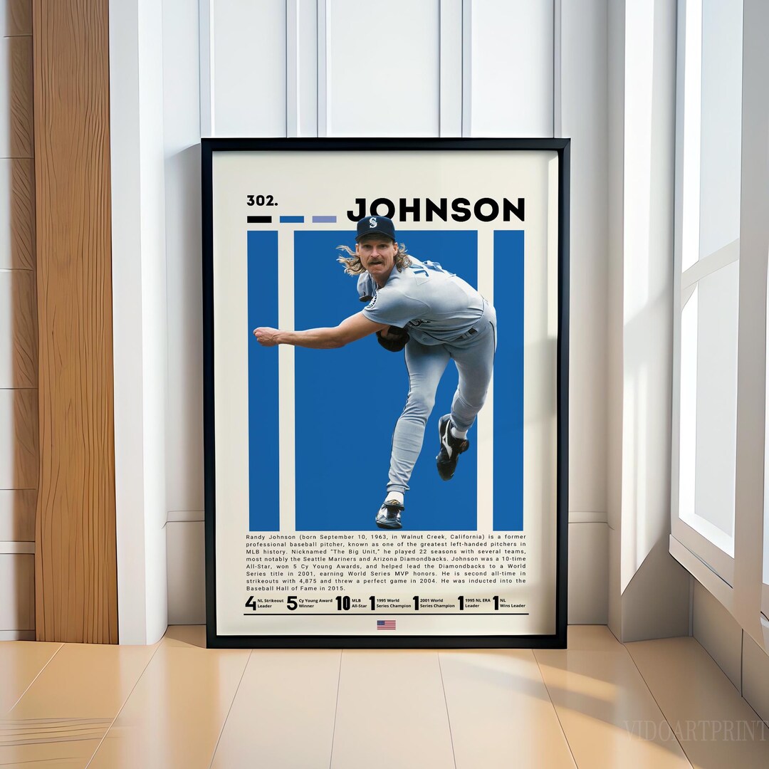 Randy Johnson Poster, Baseball Prints, Sports Poster, Baseball Player ...