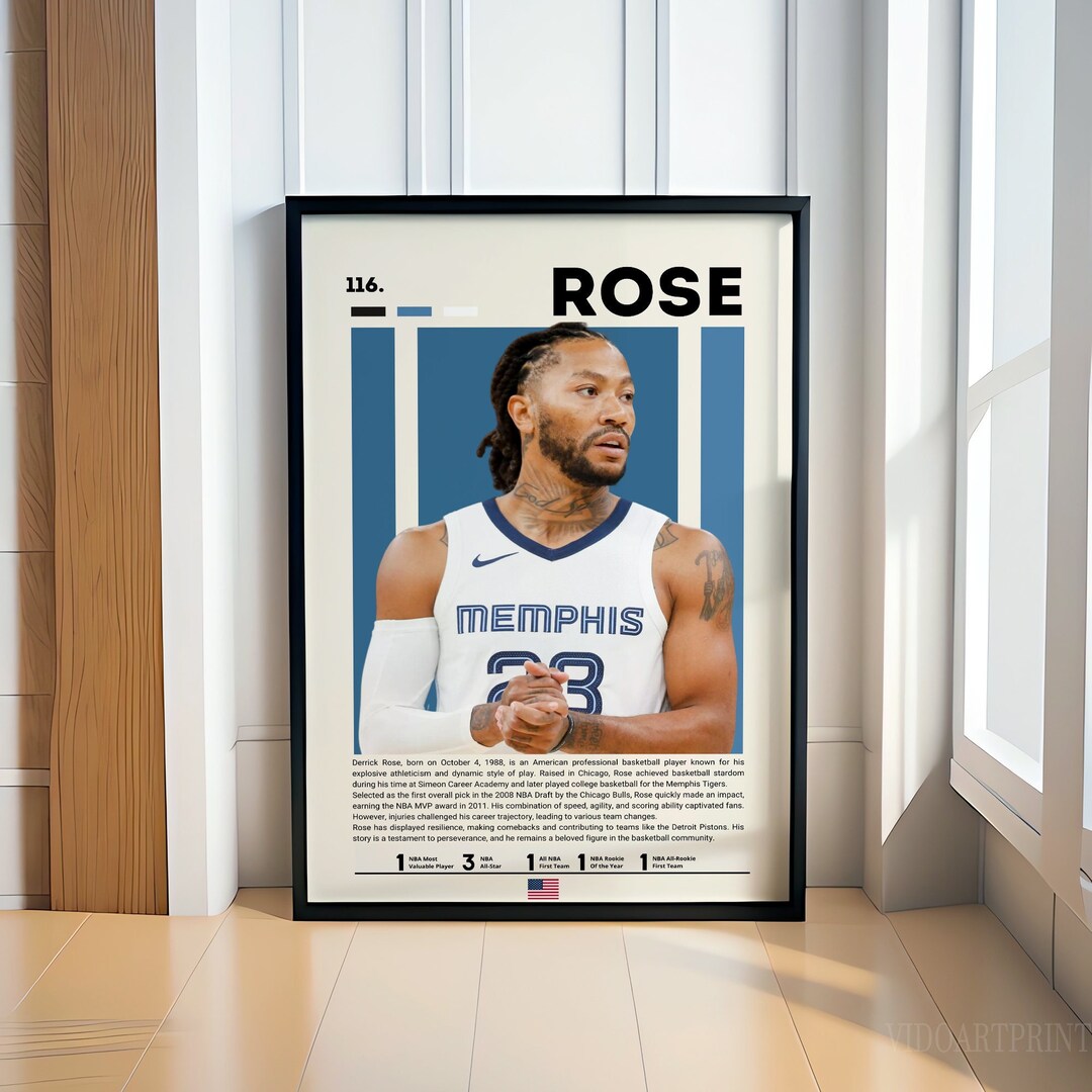 Derrick Rose Poster, Basketball Digital Poster, Sports Poster ...