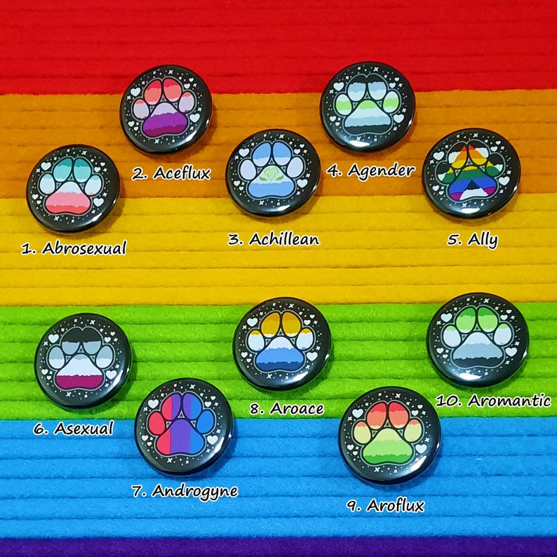 LGBTQ+ Pride Paw Print Buttons (40 Pride Flag Designs) | 1.25 Inch Pin ...