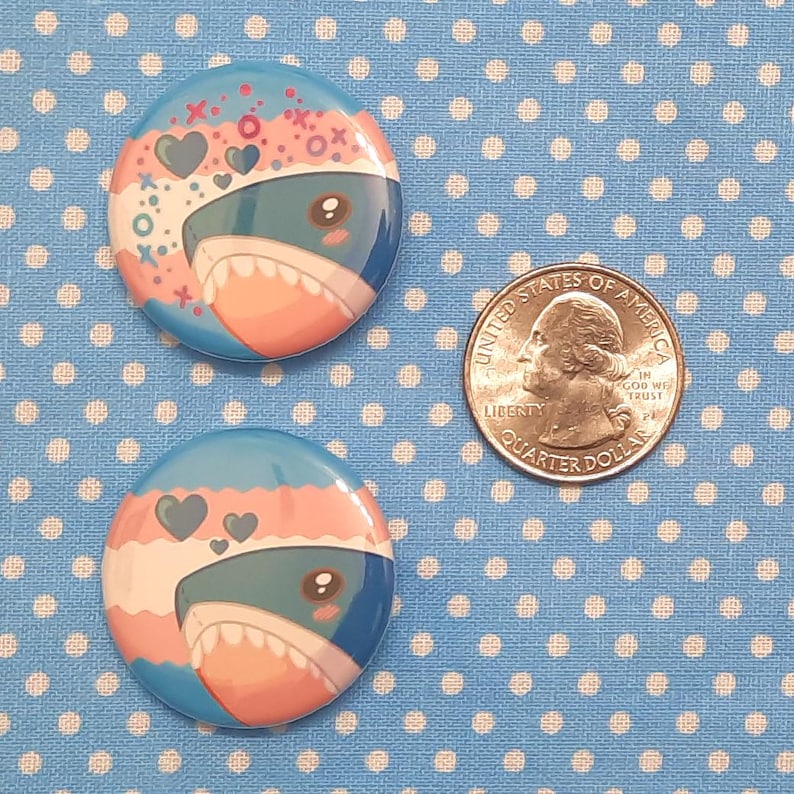 Blåhaj Trans Pride Shark Button | 1.25 Inch Pin Back Button - Etsy