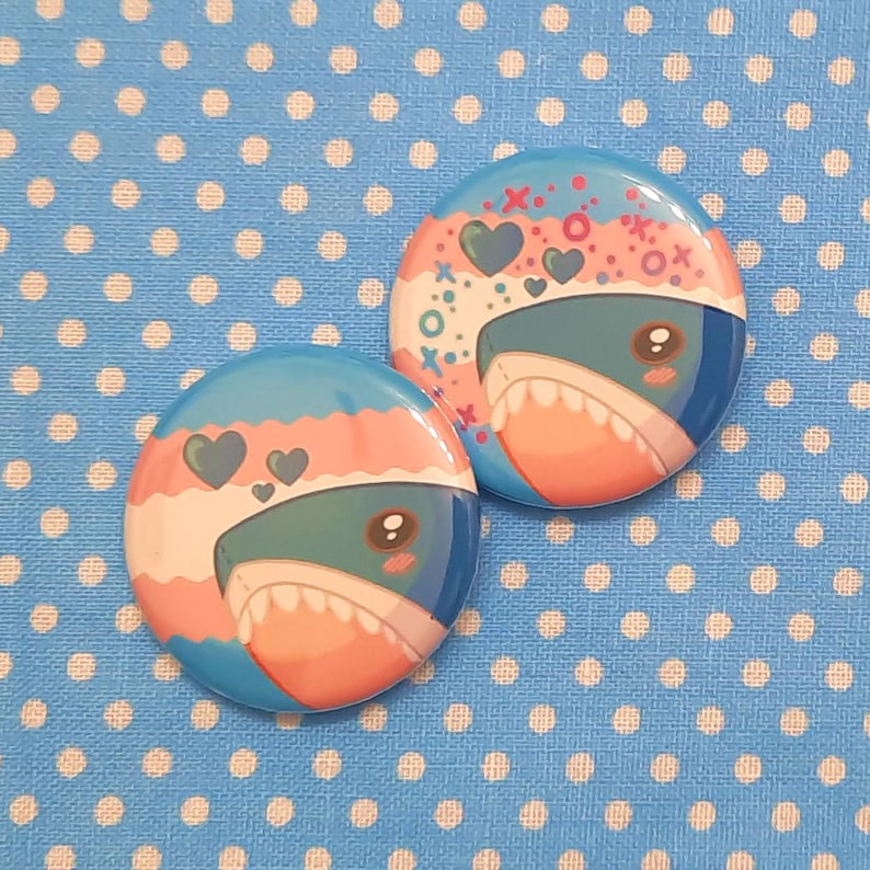 Blåhaj Trans Pride Shark Button | 1.25 Inch Pin Back Button - Etsy
