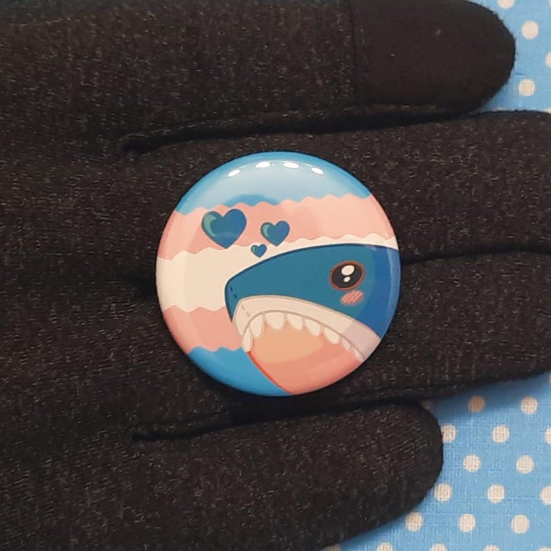 Blåhaj Trans Pride Shark Button | 1.25 Inch Pin Back Button - Etsy