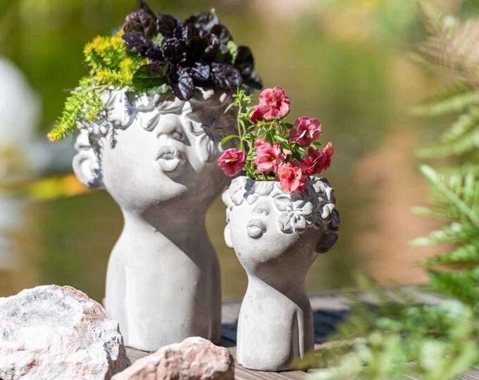 Kissing Plant Bust Woman's Head Plant Bowl 18 X 17 X 26 Cm Decorative ...