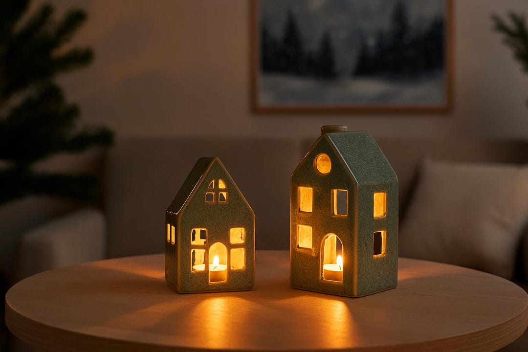 Tealight House, House for Tealights - Christmas Light House - Green ...