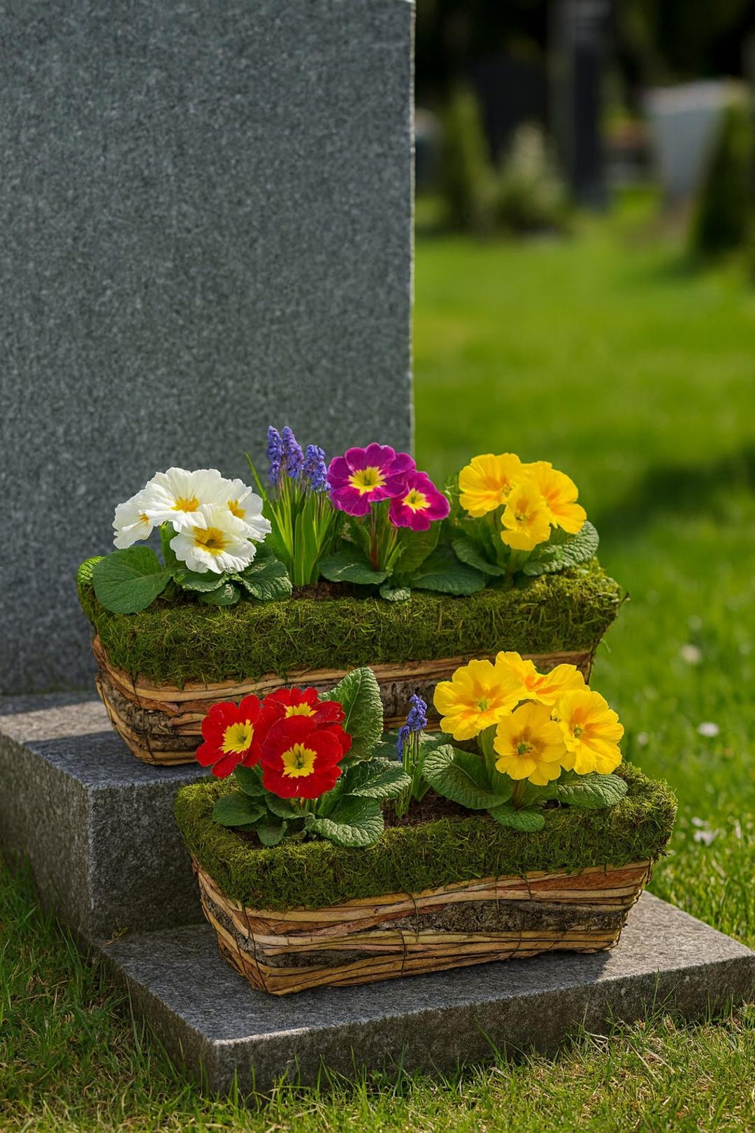 Plant Basket Set With Moss Rim, Rectangular Set of 2 – Natural Plant ...