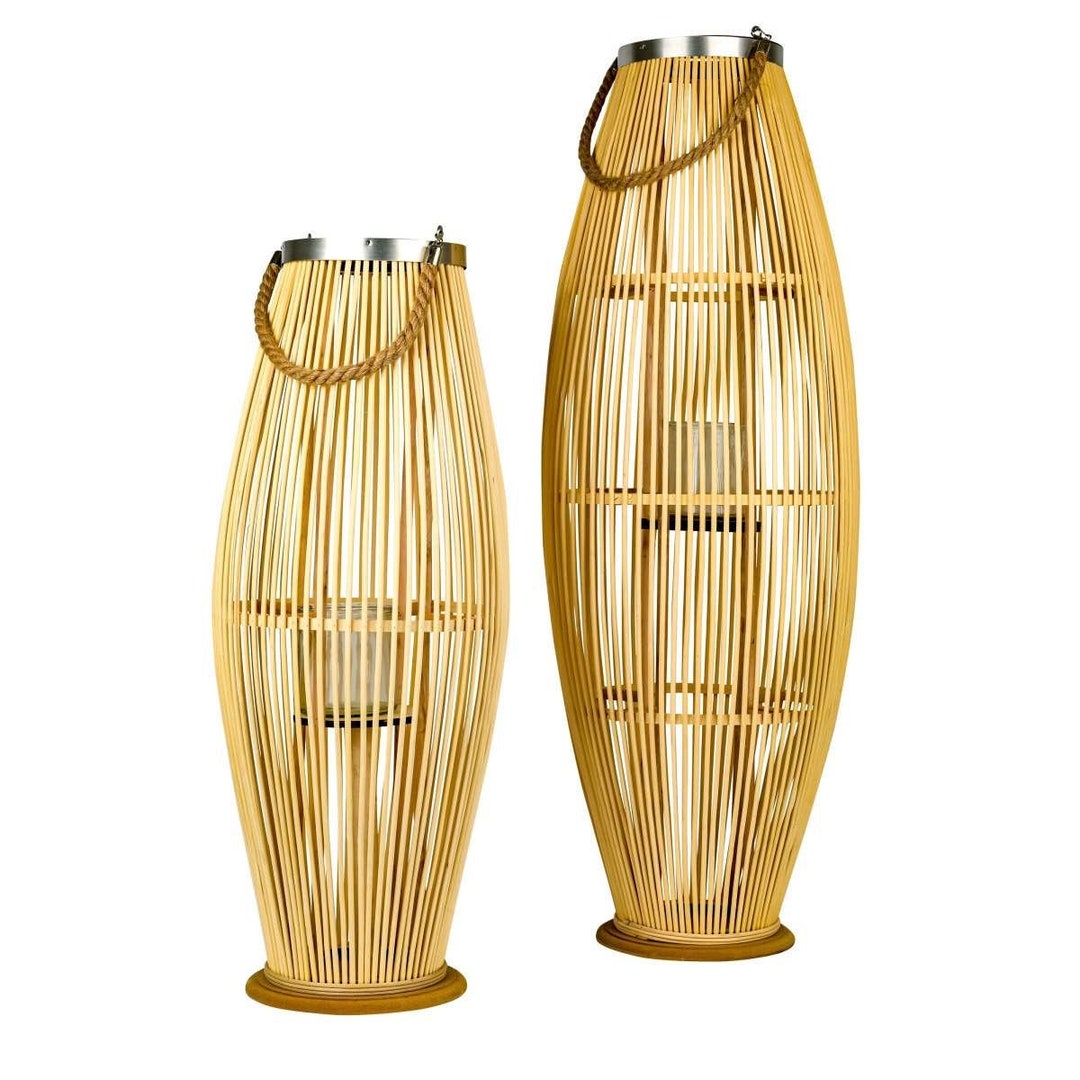 Large Rattan Lantern Boho Decoration Lantern With Glass Floor Lantern ...