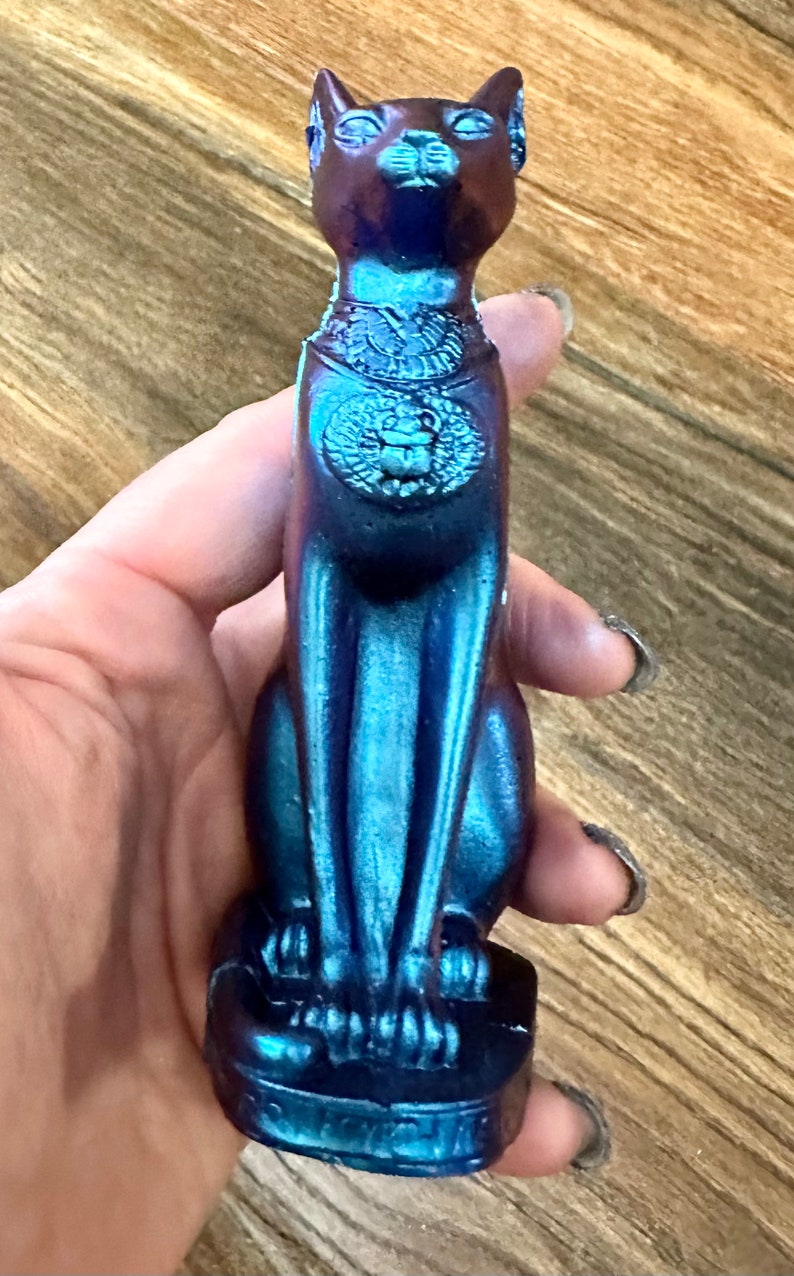 Sleek Holographic Blue Bastet Cat Kitten Figurine - Etsy