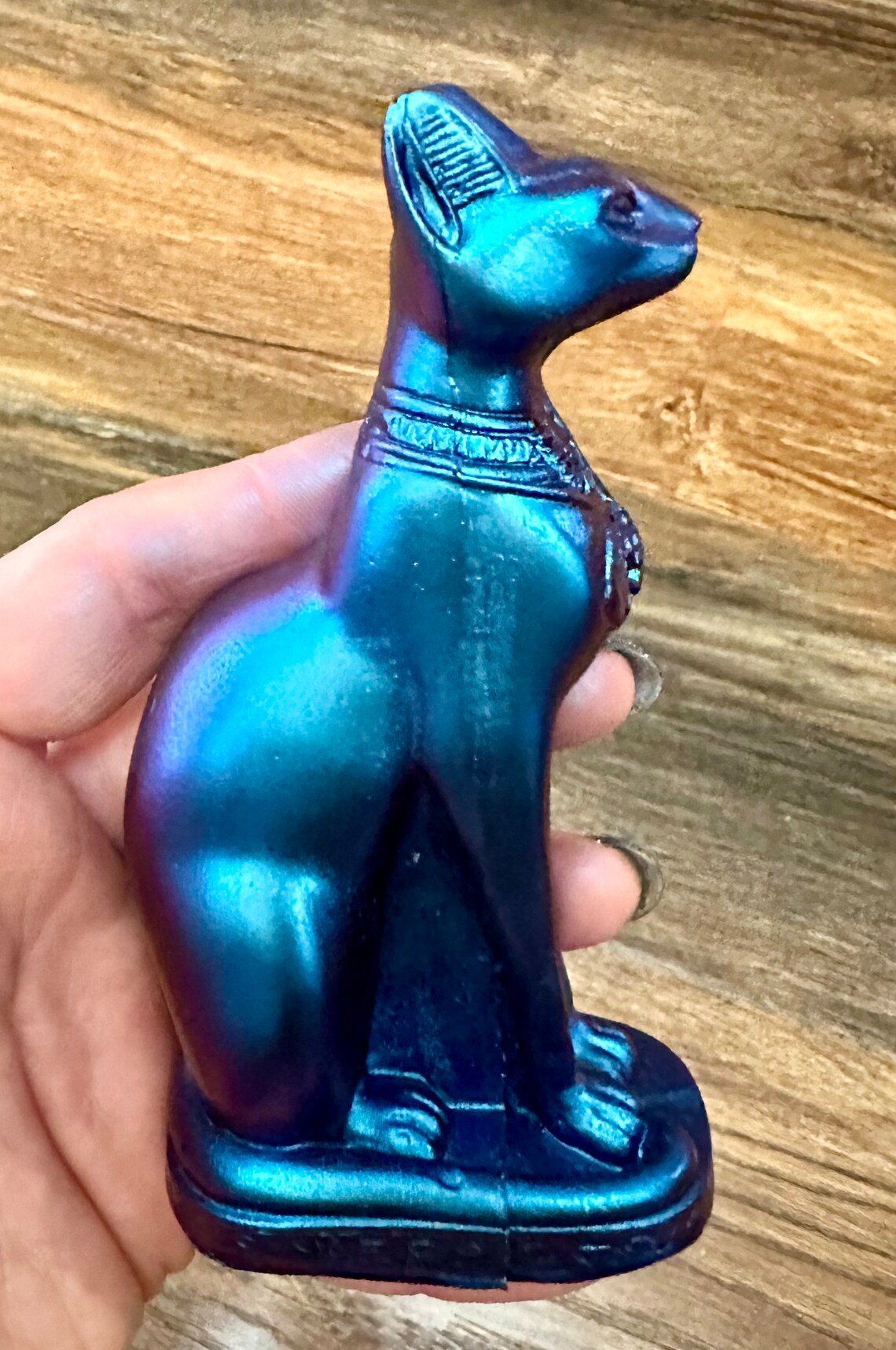 Sleek Holographic Blue Bastet Cat Kitten Figurine - Etsy