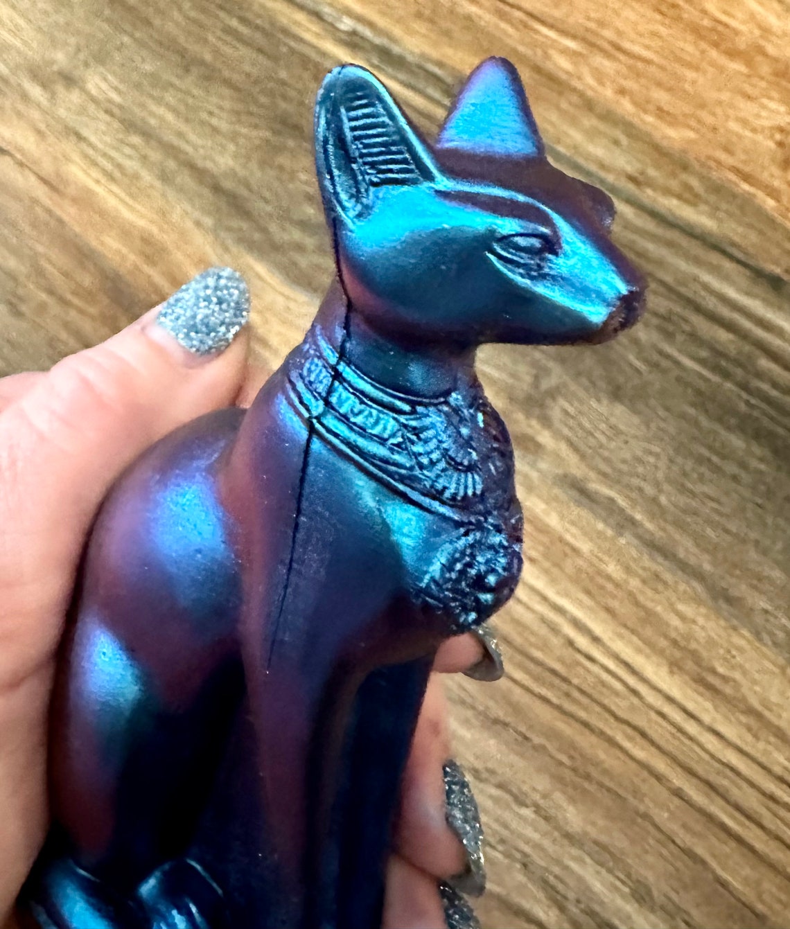 Sleek Holographic Blue Bastet Cat Kitten Figurine - Etsy