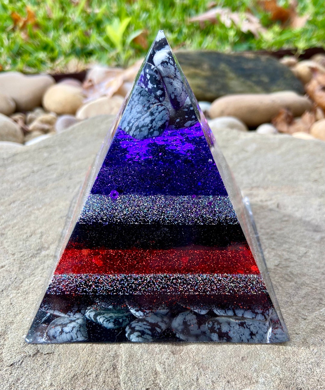 Snowflake Obsidian Orgonite Pyramid - Etsy