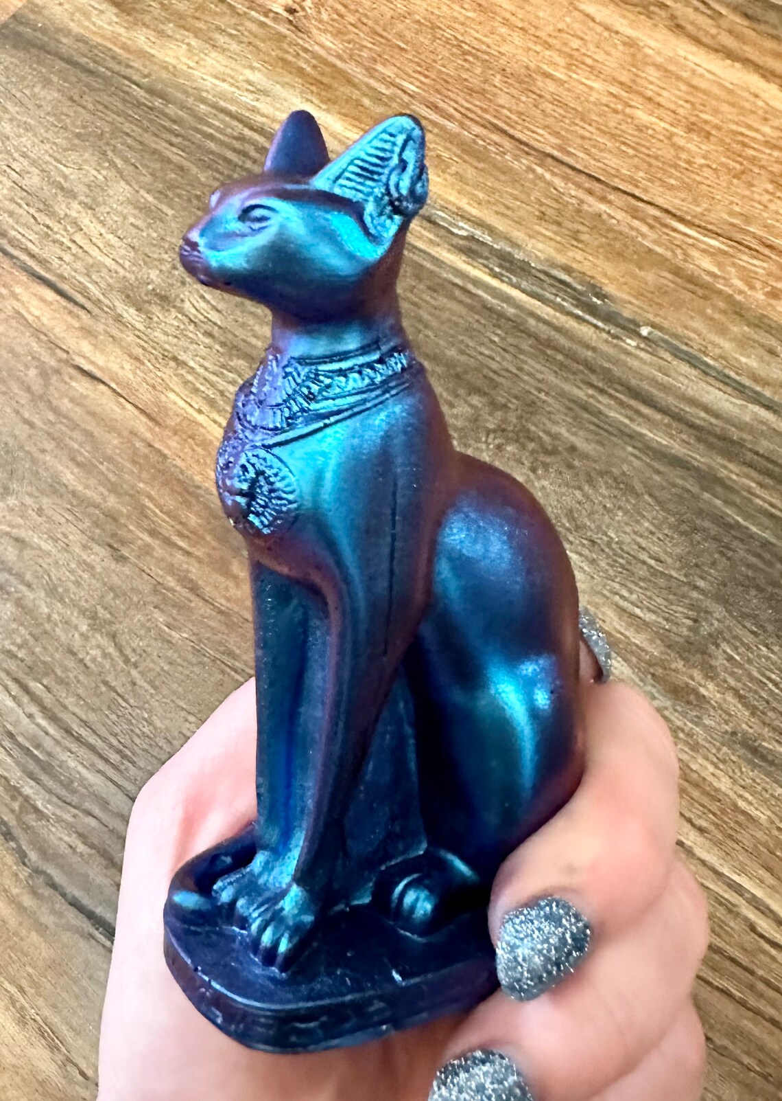 Sleek Holographic Blue Bastet Cat Kitten Figurine - Etsy