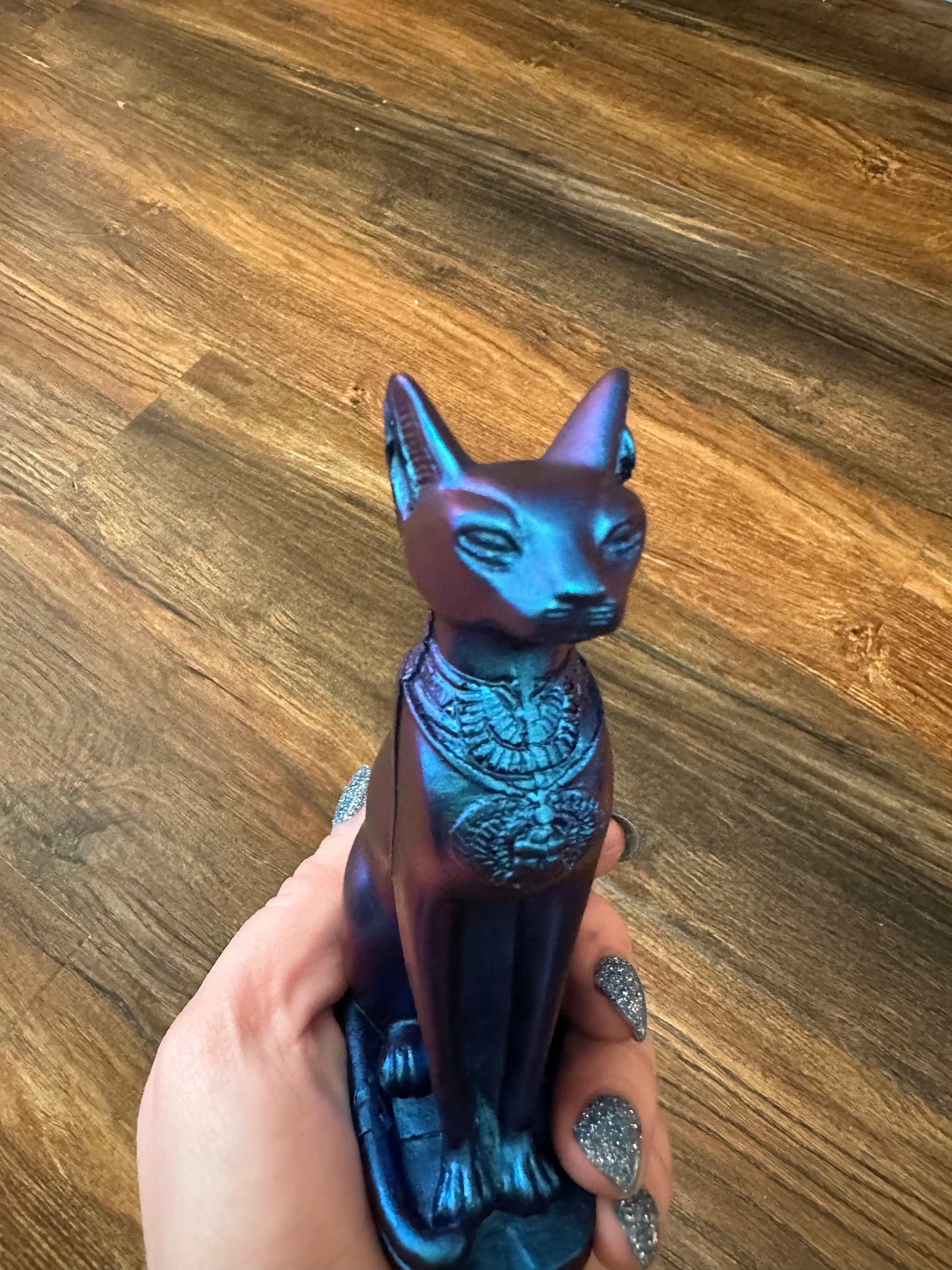 Sleek Holographic Blue Bastet Cat Kitten Figurine - Etsy