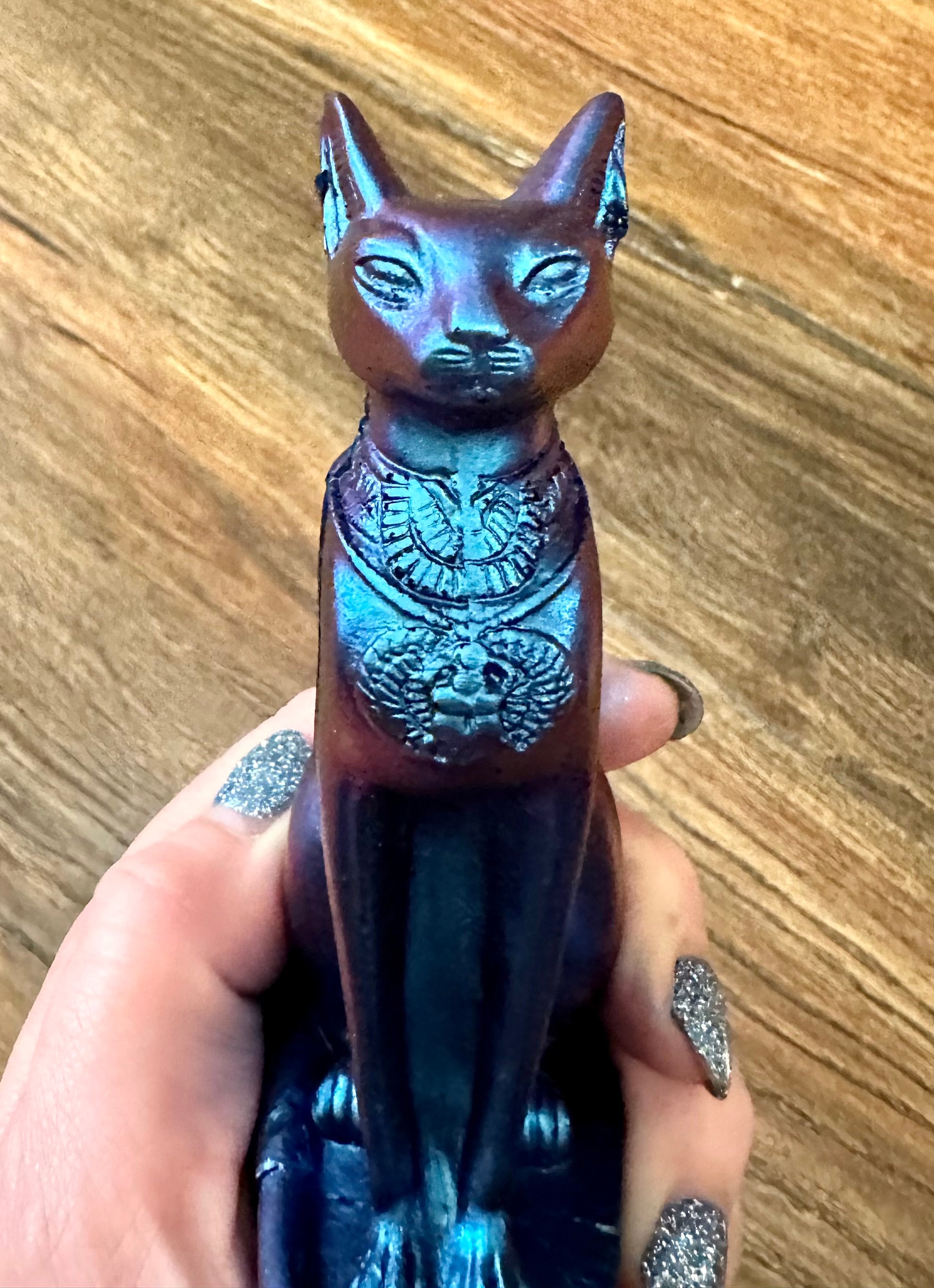 Sleek Holographic Blue Bastet Cat Kitten Figurine - Etsy