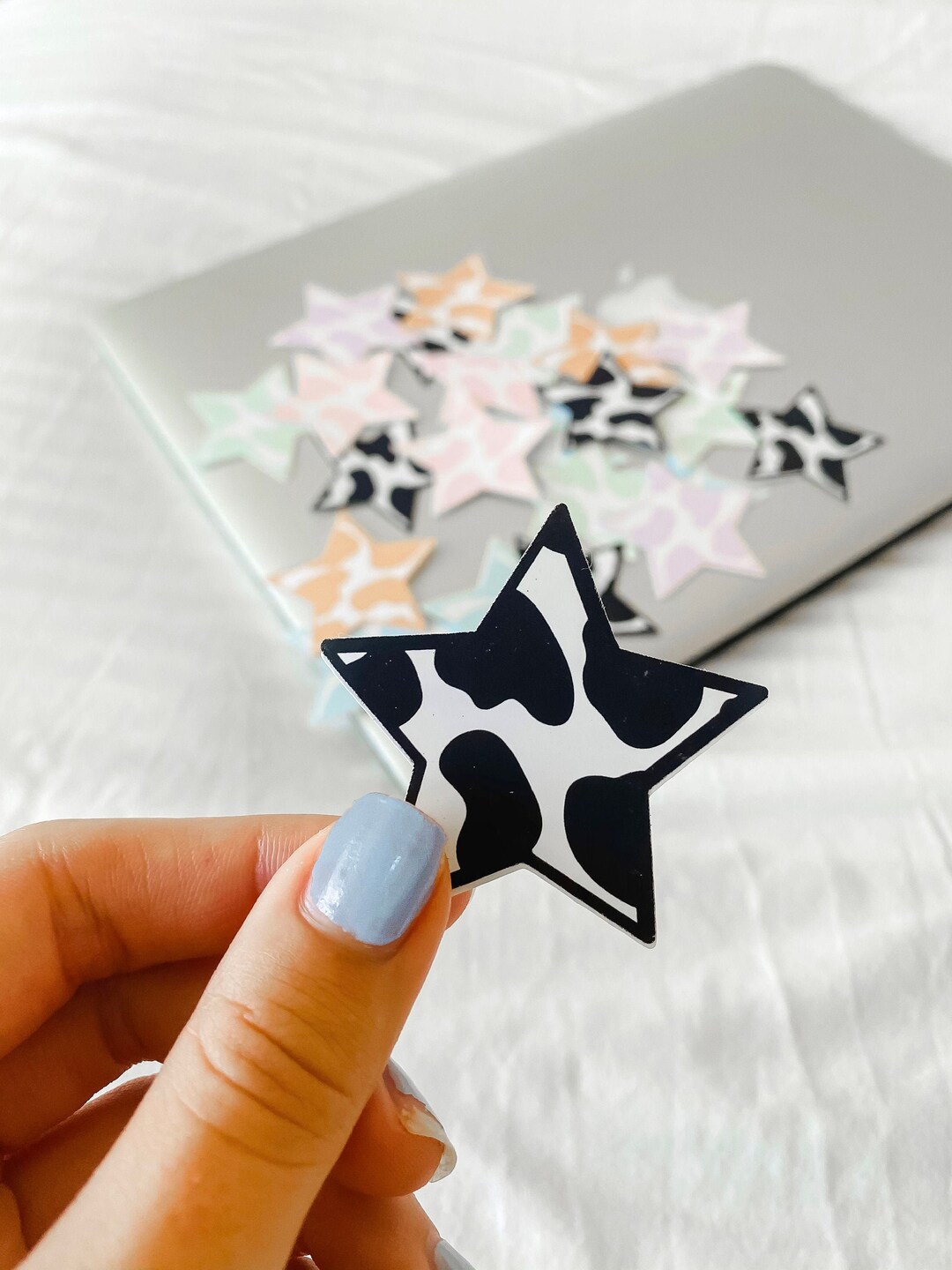 Cow Print Star Sticker: Waterproof Die Cut Laptop Decal - Etsy