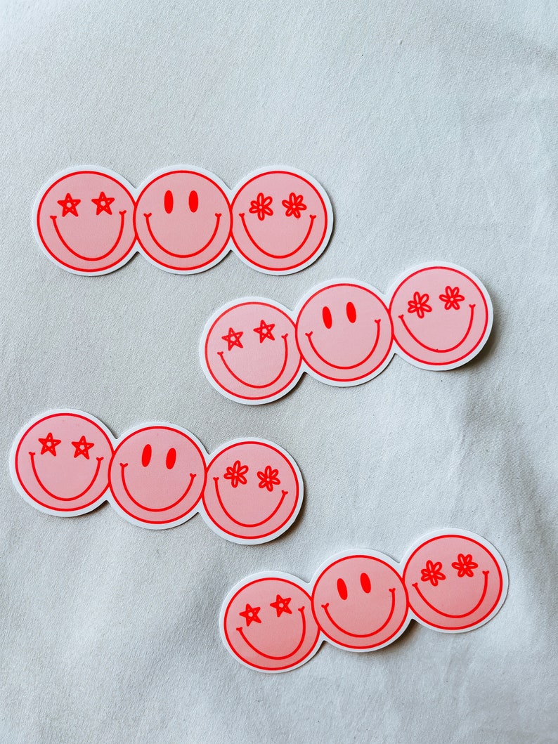 Smiley Face Row Sticker 3 Smiles Laptop Sticker Water - Etsy