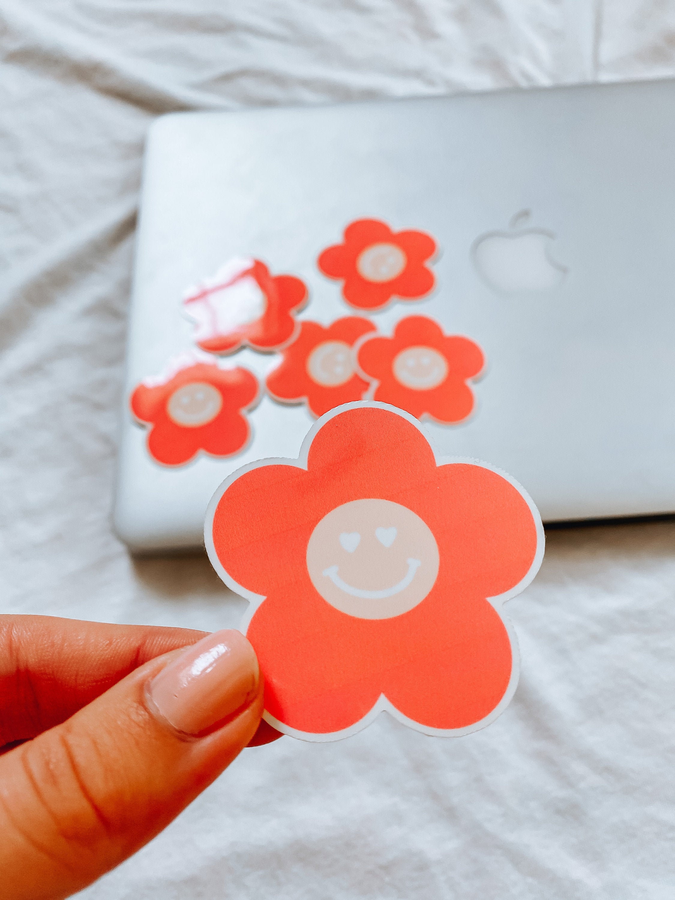 Happy Flower Sticker Die Cut Sticker Waterproof Sticker | Etsy