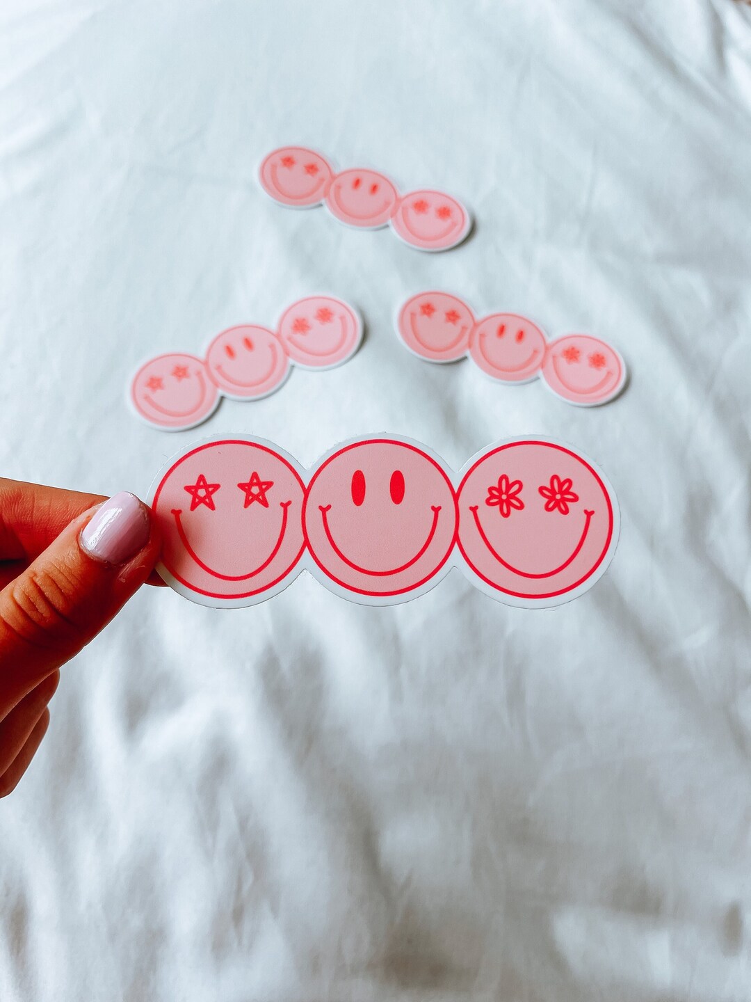 Smiley Face Row Sticker | 3 Smiles | Laptop Sticker | Water Proof ...