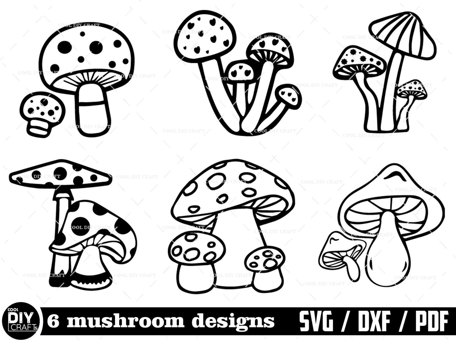 Mushroom SVG Bundle: Boho Clipart, Fungus Designs (digital Download) - Etsy