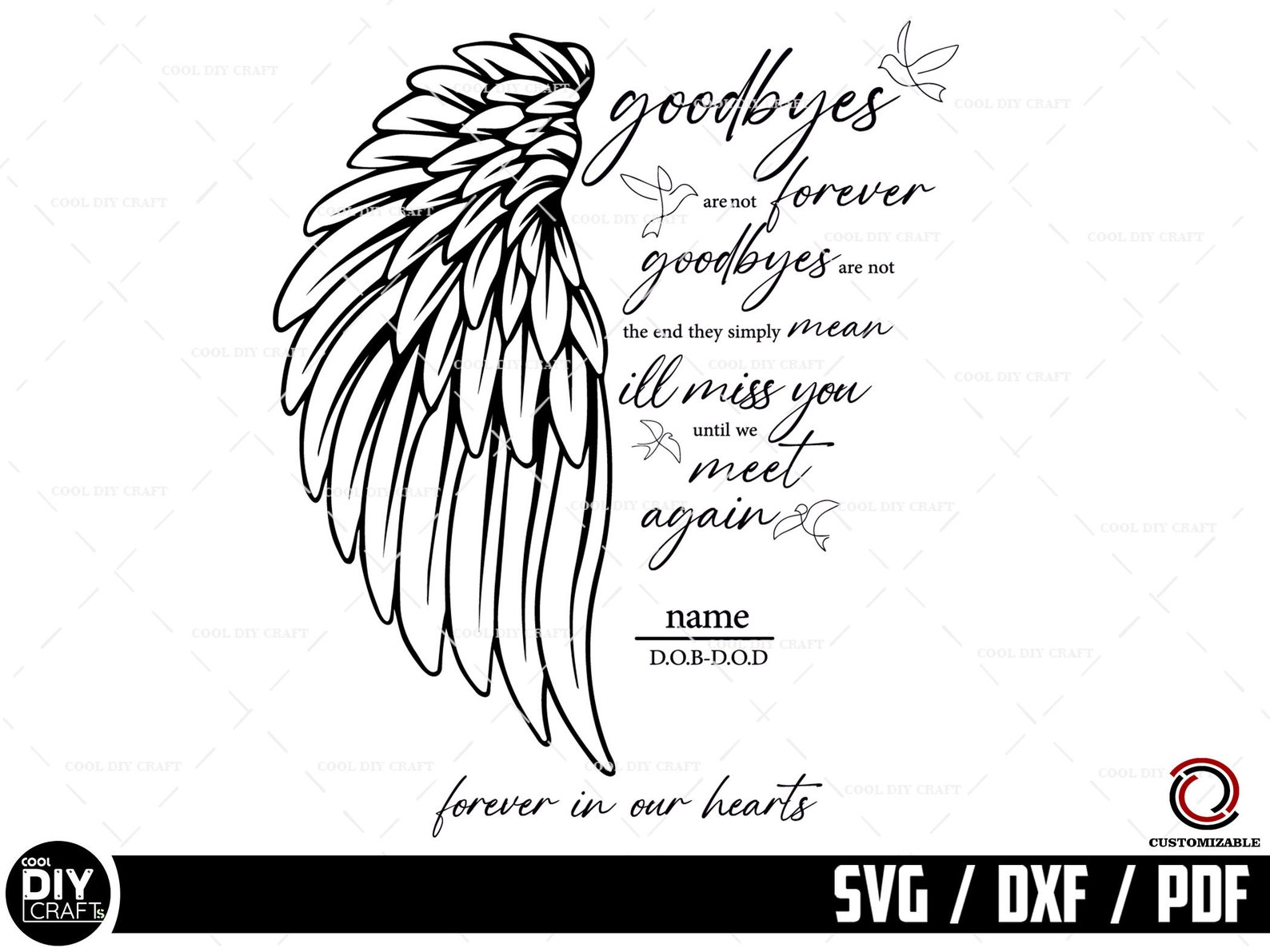 Memorial Wings SVG, in Loving Memory Svg,memorial File, Sublimation ...