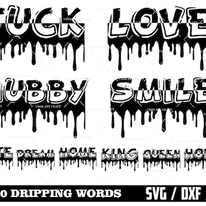 Dripping Words Bundle SVG: Black Drip Cut Files (PDF) - Etsy