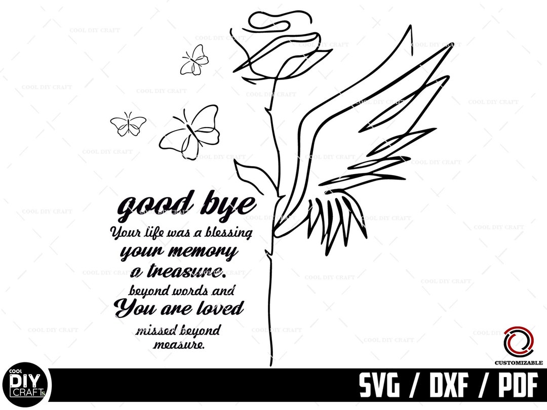 Memorial SVG, Goodbye SVG, Angel Wings With Roses, in Loving Memory SVG ...