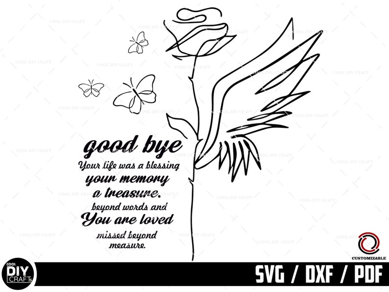 Memorial SVG Goodbye SVG Angel Wings With Roses in Loving - Etsy