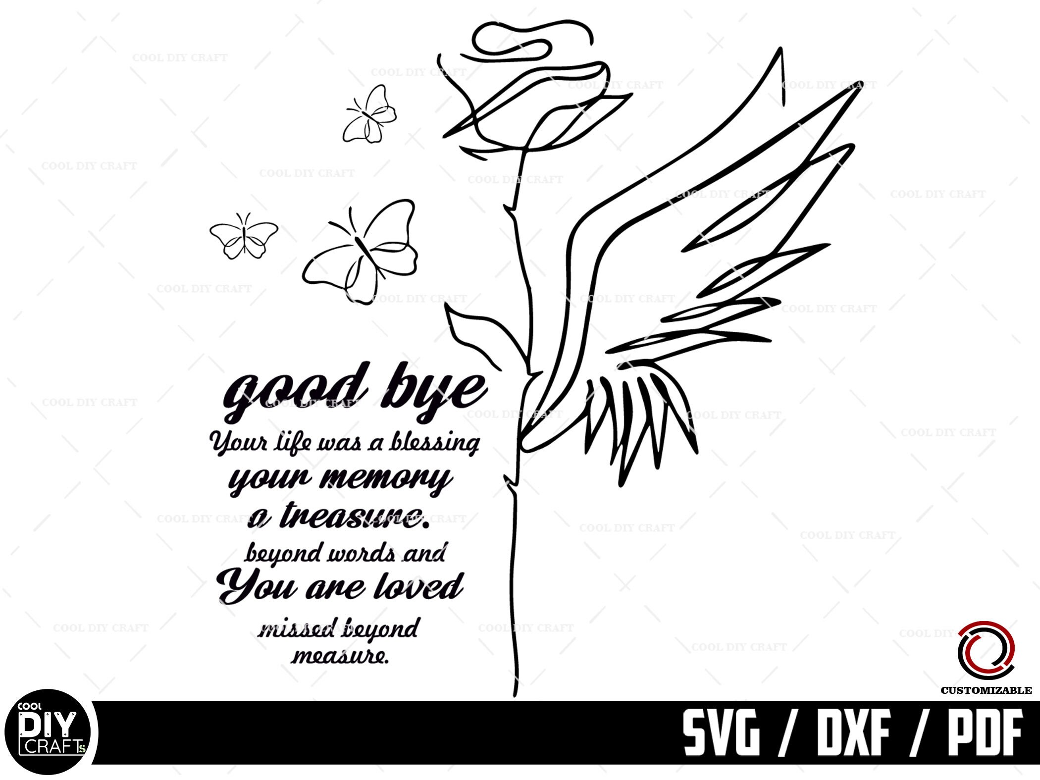 Memorial SVG Goodbye SVG Angel Wings With Roses in Loving - Etsy