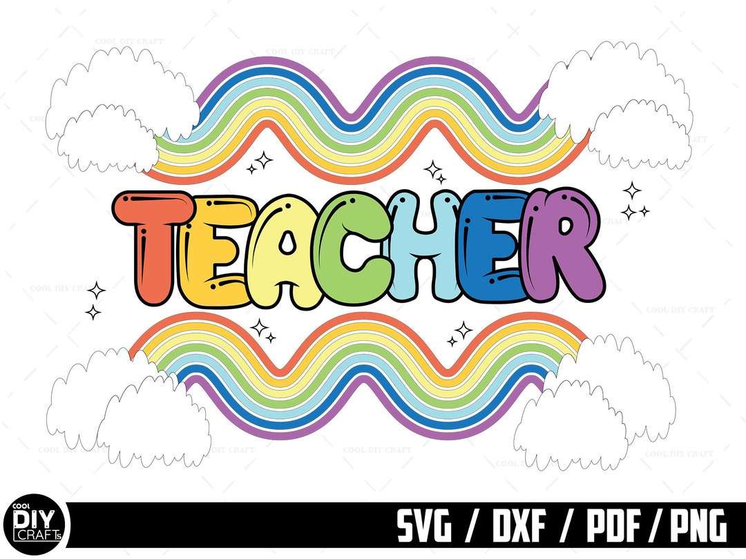 Teacher Rainbow Clip Art, Back to School, Teacher SVG, School Png ...