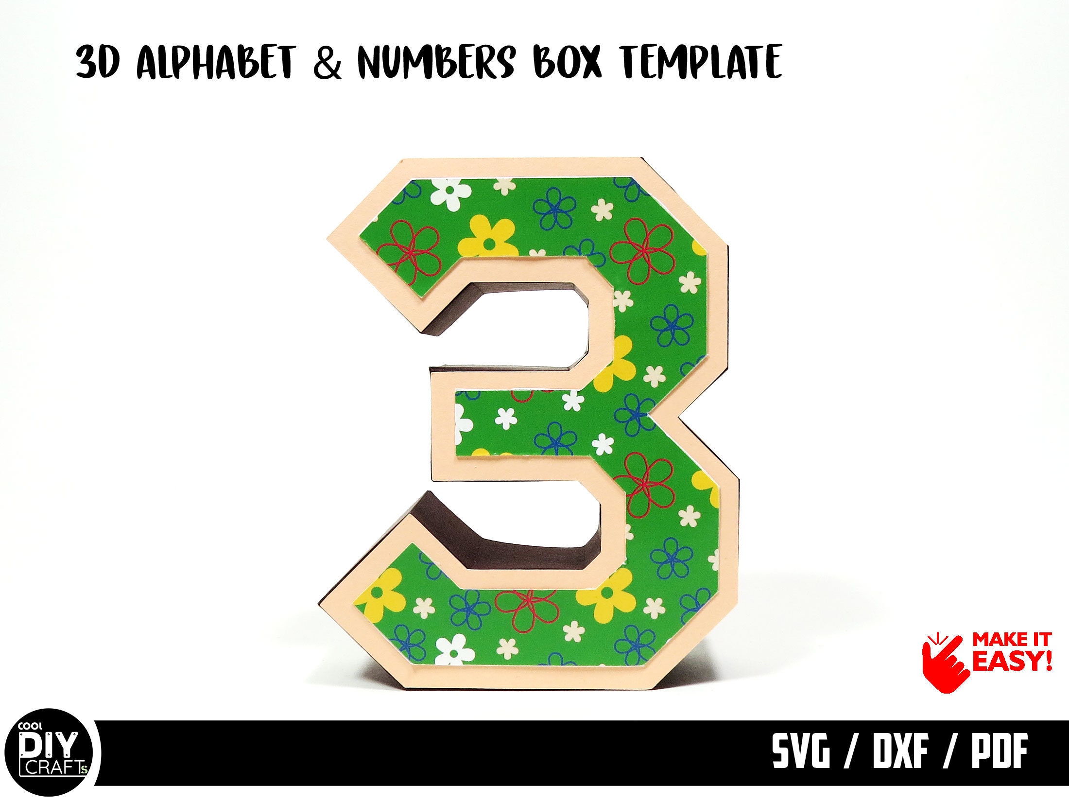 Art & Collectibles Clip Art 0-9 Die cut template 3D letters for Cricut ...