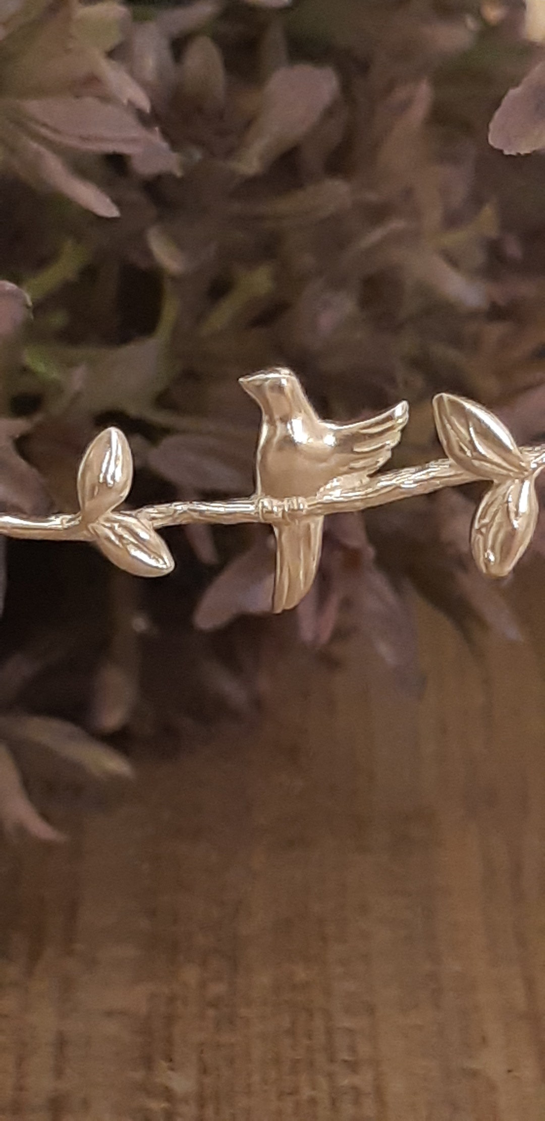 Solid Silver Bird on Branch Pendant, One Bird Necklace, Bird Jewellery ...