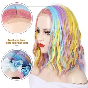 Synthetic Short Wavy Bob Wigs for Women Middle Part Shoulder - Etsy