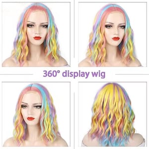 Synthetic Short Wavy Bob Wigs for Women Middle Part Shoulder - Etsy