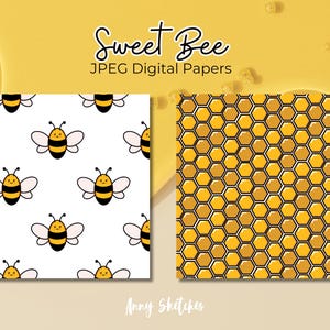 Honey Bee Digital Paper, Honey Pot Decoupage Papers, Honeycomb Baby ...