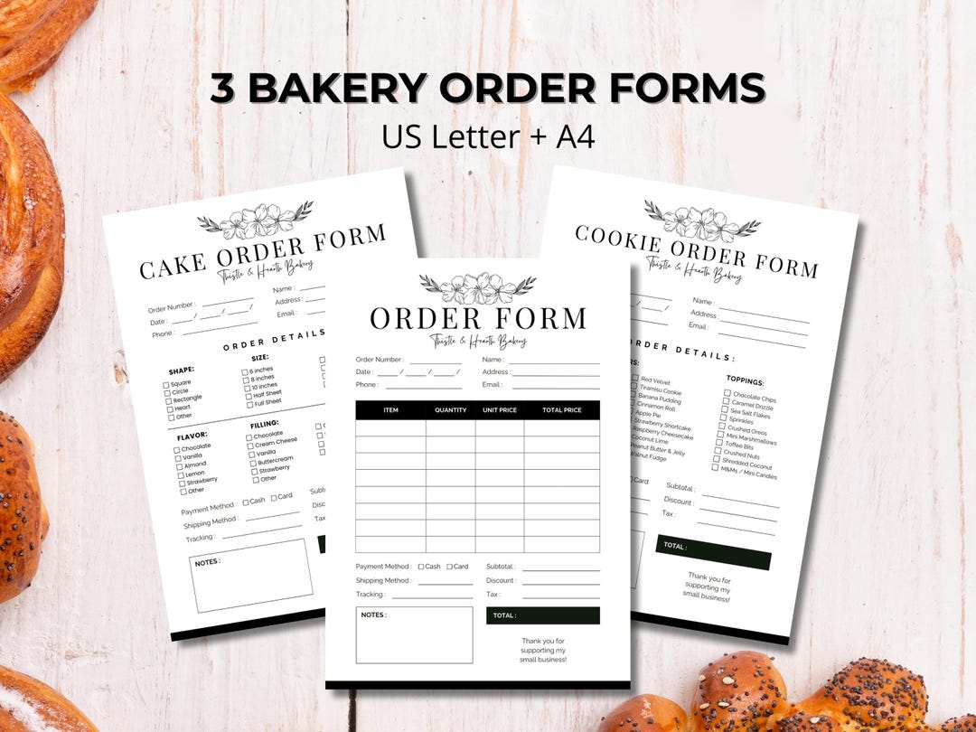 Minimalist Bakery Order Form Canva Template Cookie Cake Order Sheet ...