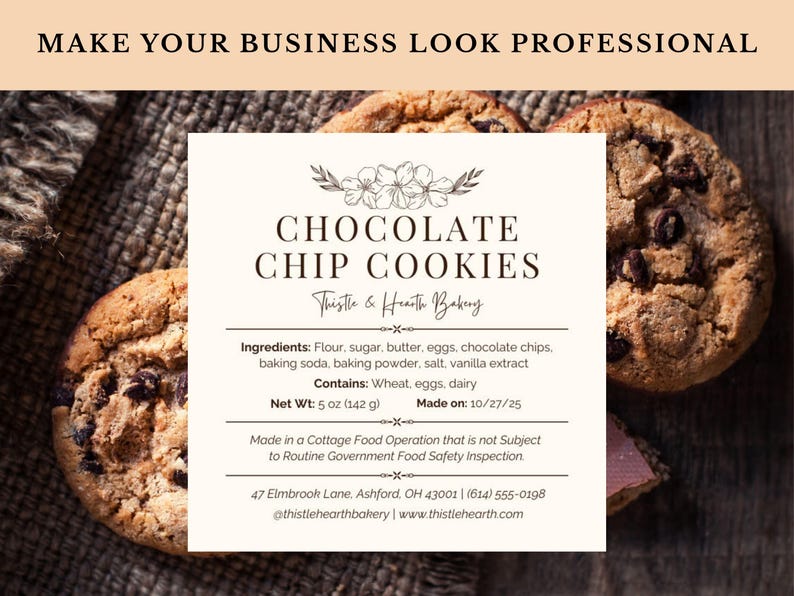 Editable Cottage Food Label Template Canva Minimalist Bakery Label ...