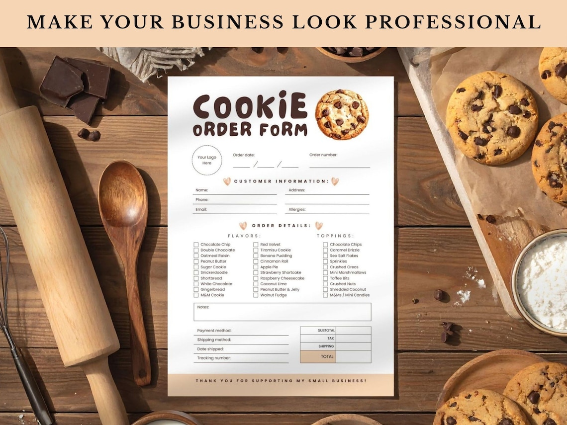 Cookie Order Form Editable Canva Template Cute Pastel Bakery Order ...
