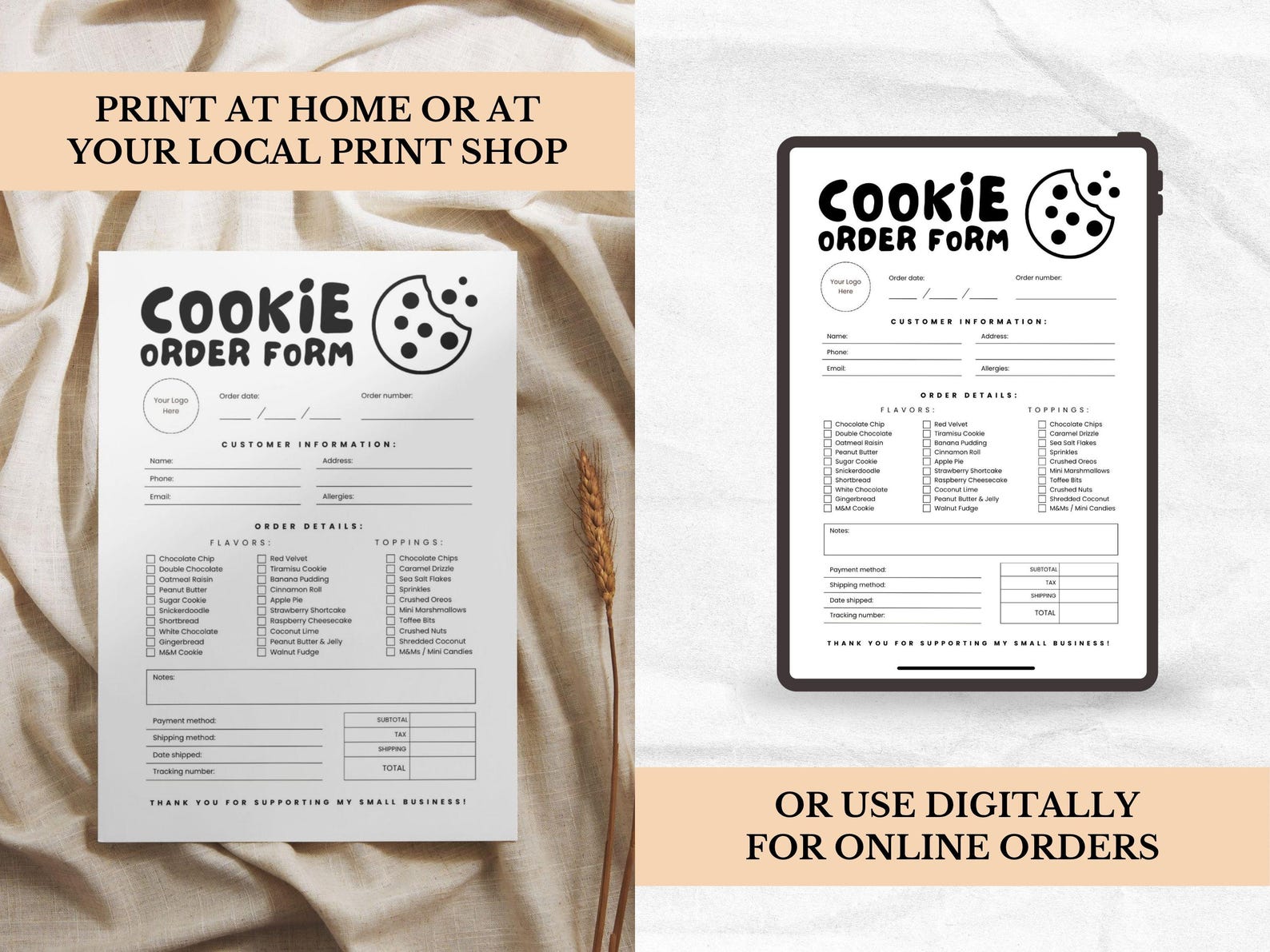 Cookie Order Form Editable Canva Template Black and White Minimalist ...