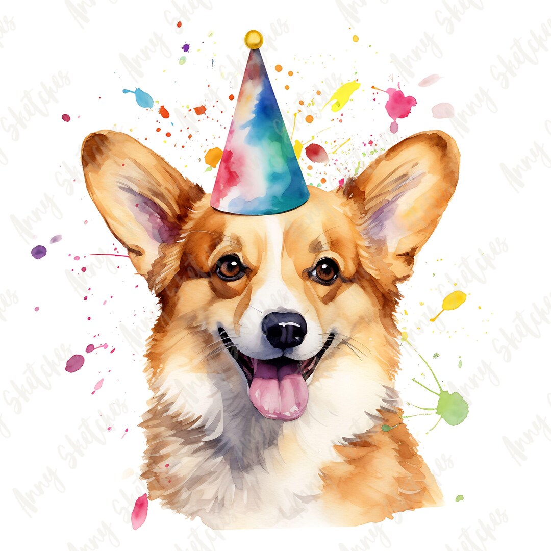 12 Cute Corgi Clipart Dog 1st Birthday Party Invitation Dog Birthday ...