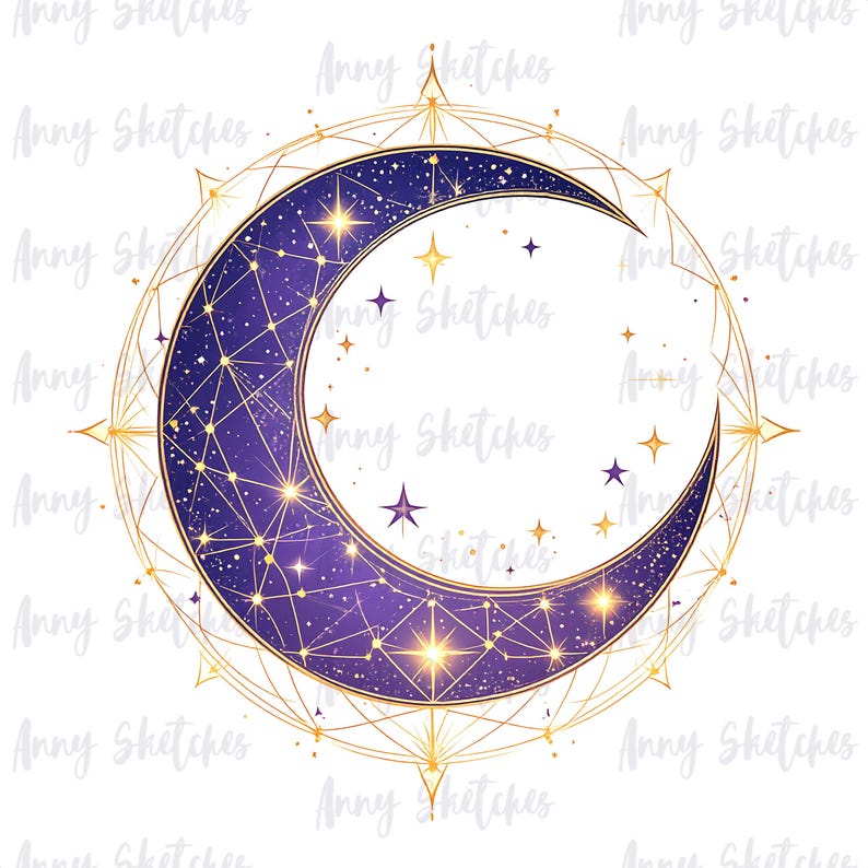 Sacred Geometry Watercolor Clipart Purple Galaxy Spell Book Clip Art ...